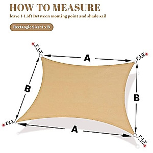 SUNLAX Sun Shade Sail, 8'x10' Sand Rectangle Canopy Shades for Outdoor Patio Pergola Cover Sunshade Sails UV Blocking Canovas Covers