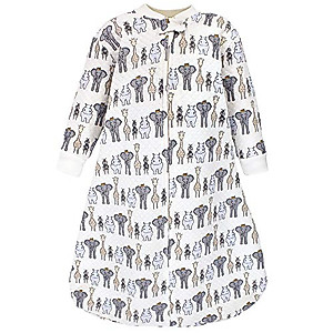 Hudson Baby Unisex Baby Premium Quilted Long Sleeve Sleeping Bag and Wearable Blanket, Royal Safari, 6-12 Months