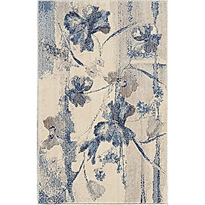 Nourison Somerset Floral Beige 2' x 2'9" Area-Rug, Easy-Cleaning, Non Shedding, Bed Room, Living Room, Dining Room, Kitchen (2x3)