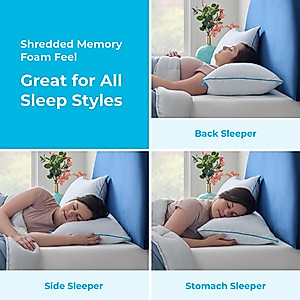 LINENSPA Two Pack Shredded Gel Memory Foam Pillow – Cooling Bed Pillow – Side, Stomach, and Back Sleepers – Pack of 2 – King
