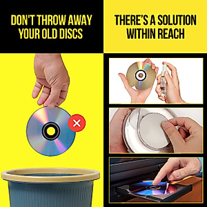 DVD CD Repair Kit with Cleaning Solution Included - Hand Powered CD DVD Cleaner and Scratch Remover Cleans and Polishes Discs with Minor Damage