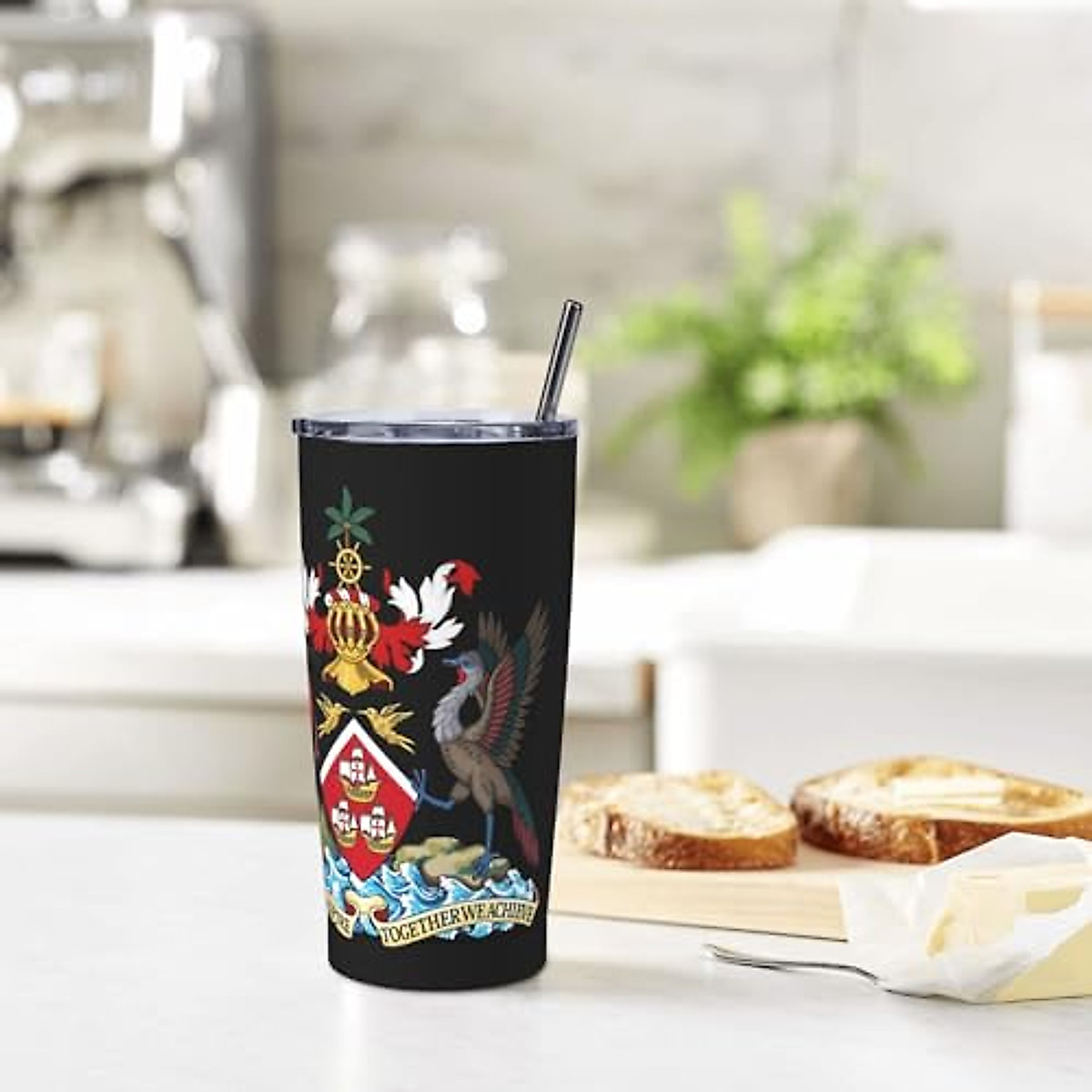 VKKOEWL Trinidad and Tobago Coat of arms Stainless Steel Insulated Tumbler 20 Oz Travel Water Bottle Coffee Mug Drink Cup With Lid Straw