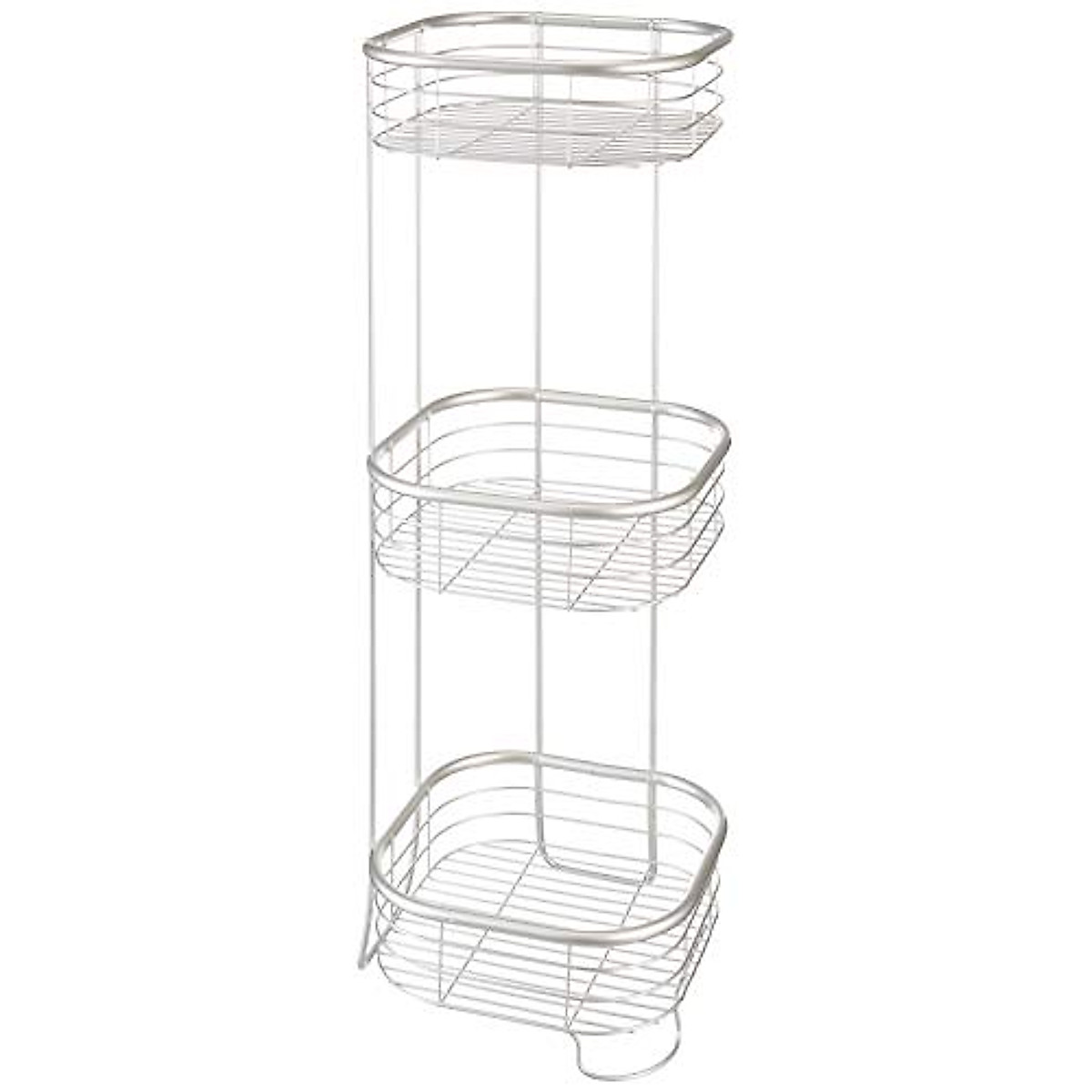iDesign Standing Shower Caddy Organizer, The Forma Collection – 9.5" x 9.5" x 26.25", Satin Silver