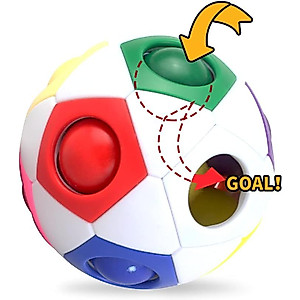 Roxenda Speed Cube Set, Speed Cube Bundle of 2x2 3x3 Pyramid Cube and Magic Rainbow Ball Smoothly Magic Cubes Collection for Kids Teens & Adults [4 Pack] (Stickerless)