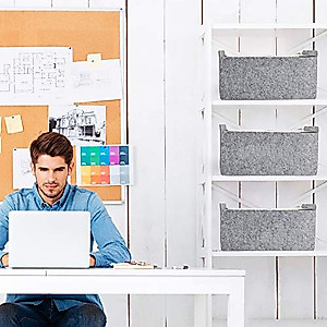 Welaxy Storage Baskets Collapsible Felt Storage bin Foldable Shelf Drawers Organizers Bins organizie Box with Handles for Kids Toys pet Toy Books Clothes Makeup Junk organise (Gray x 3)