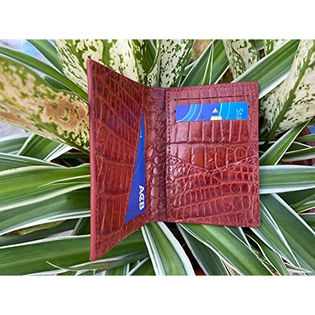 Double side Brown Crocodile Alligator leather skin Credit Cardholder, leather credit cardcase, leather creditcard cover