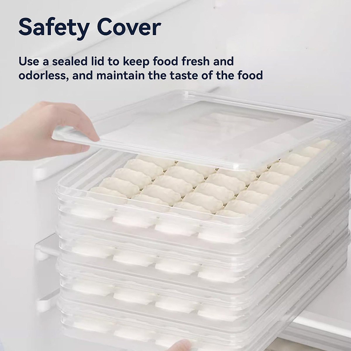 HERCHR Dumpling Storage Box, 4 Layer Food Storage Containers with Lids, Storage,Stackable Large Capacity Fridge Transparent Food Storage Box for Kitchen and Fridge