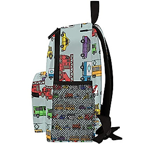 TropicalLife Toddler Backpack Car Colorful Truck Kids Backpack for Boys and Girls Cute Bus Preschool Bag Kindergarten Schoolbag With Chest Strap