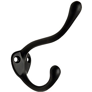 Designers Impressions 10 Pack 57488 Flat Black Heavy Duty Coat & Hat Hook