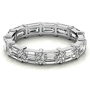 Love Band Moissanite Engagement Band for Women, Wedding Band 2.00 CT, Colorless, VVS1 Clarity Emerald Cut Moissanite Band in Sterling Silver, Promise Ring For Her (7)