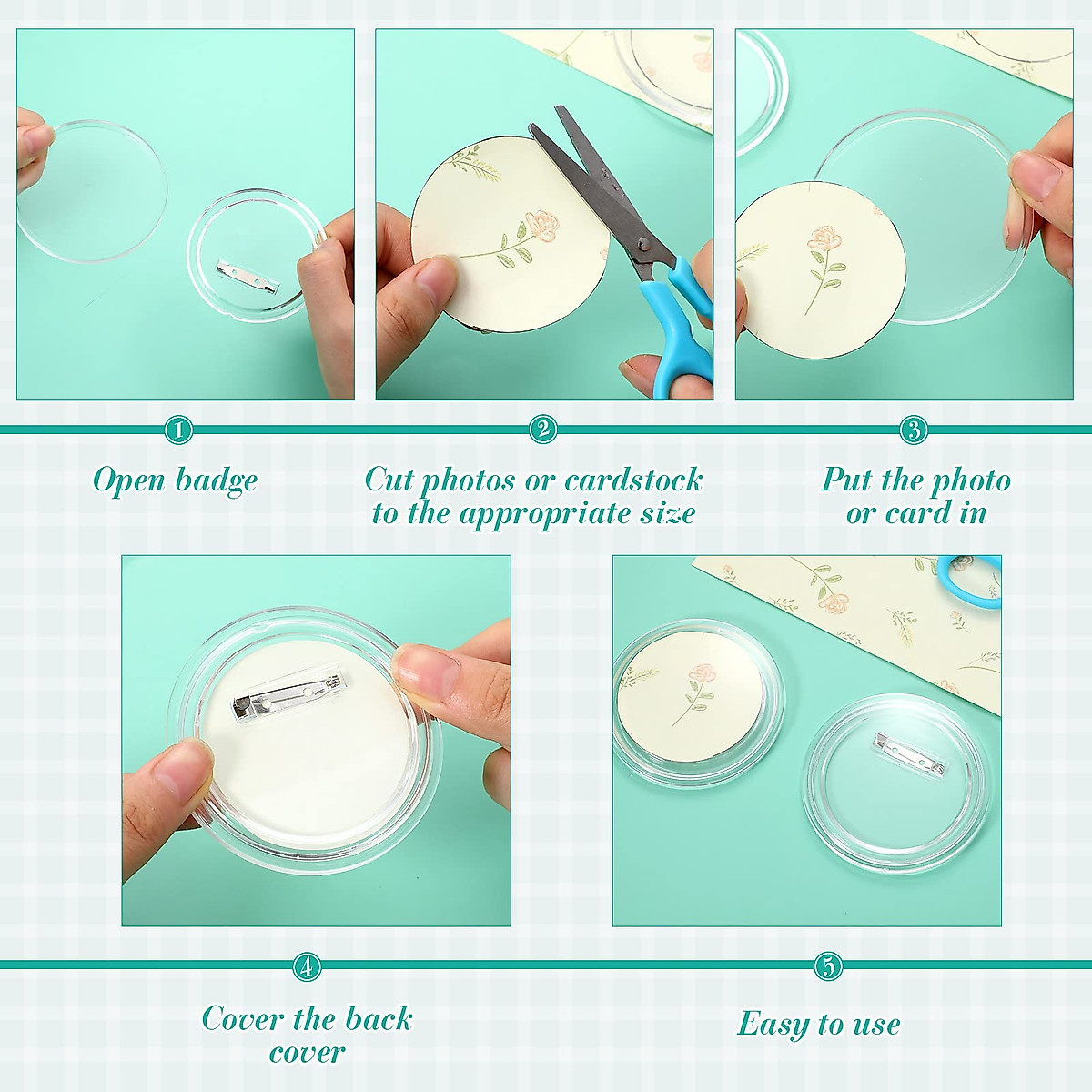 3 Inch Button Maker DIY Acrylic Button Pin Badge Clear Craft Blank Pin Buttons for Picture Photo for Crafts Supplies, School Projects (25 Pcs)