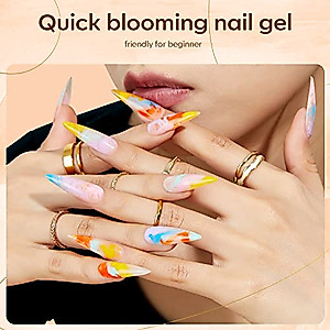 modelones Blooming Gel Nail Polish, 15ml Clear Marble Nail Design Kit U V LED Soak Off Nail Art Accessories for Spreading Effects, Marble, Floral Print, Watercolor Nail Art Design