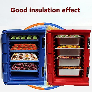 RISELY Insulated Food Pan Carrier, 90L Catering Insulated Hot Boxes with 3 Layer Isolation and 6 Pallet Design, 8-12H Heat Insulation, 360° Movement, for Canteen, Restaurant, Hotels