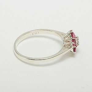 925 Sterling Silver Cubic Zirconia & Pink Tourmaline Womens Cluster Ring - Size 11.5