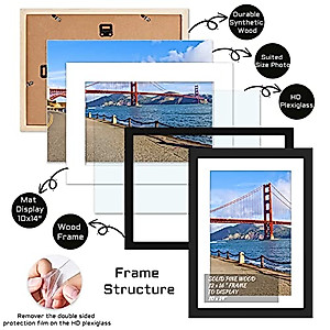 POUYCIW 12x16 inch Wood Picture Frame for Wall Hanging Square Photo Frames with Mats 10x14 inch Pictures for Baby Scan,Poster,Decoration,Anniversary,Wedding,Christmas,Diamond Painting(Black)