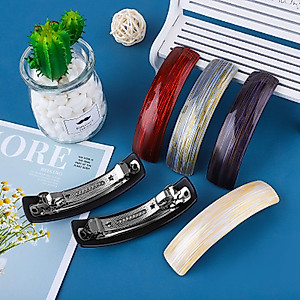 Elcoho 6 Colors Retro Large Hair Barrettes Acrylic Automatic Barrettes Hair Pins for Women Ladies Daily Wearing