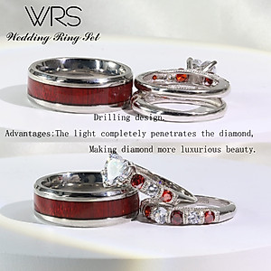 Wedding Ring Sets His and Hers Promise Ring Couples Bridal Sets Women 925 Sterling Silver Heart Cz Man Tungsten Carbide Wedding Bands
