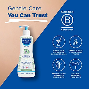 Mustela Baby Gentle Cleansing Gel - Baby Hair & Body Wash - with Natural Avocado fortified with Vitamin B5 - Biodegradable Formula & Tear-Free â€“ 25.35 fl. oz. (Pack of 1)