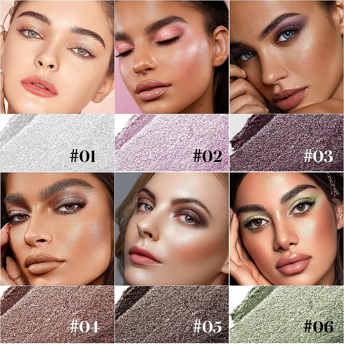 Ardorlove 3 Pcs Glitter Eyeshadow Stick with Soft Brush, Soft silky Eye Shadow Pencil with Smudge Proof Eyeshadow Primer Base, Shimmer Eye Makeup Cosmetics, Cream Eyeshadow Stick (Earth Rose)