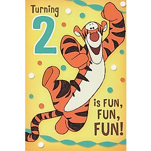 Winnie the Pooh Happy 2nd Second Birthday Card (Age 2) Featuring Tigger - Turning 2 is Fun, Fun, Fun! A Bouncy-Fun Birthday's Just Waiting for You! Have a TWO-RIFFIC Happy Birthday!