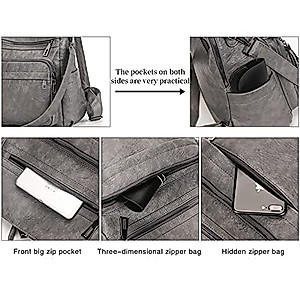 Artwell Backpack Purse for Women Fashion PU Leather Designer Travel Large Ladies Shoulder Bags Tote Tassel Rucksack (Gray), 11.8 * 5.7 * 13.8 inch