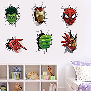 apfr Large Superhero Wall Stickers Boys Wall Decals Peel and Stick Room Decor Stickers for Boys Bedroom Living Room Playroom