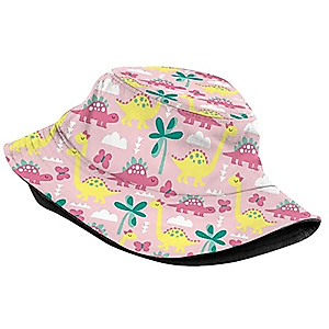 Pink Dinosaur Cute Dino Girly Bucket Hat Sun Beach Packable Fisherman Cap for Women Men Summer Outdoor Hiking