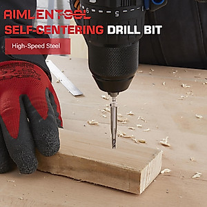 AIMLENTOOL 17pcs VIX Bits Self Centering Drill Bit Set, 1/4" Hex Shank Self Centering Hinge Tapper Core Drill Bit for Woodworking Window Door Hinge with 1 Hex Key & 8 Drill Bits 5/64-1/4"