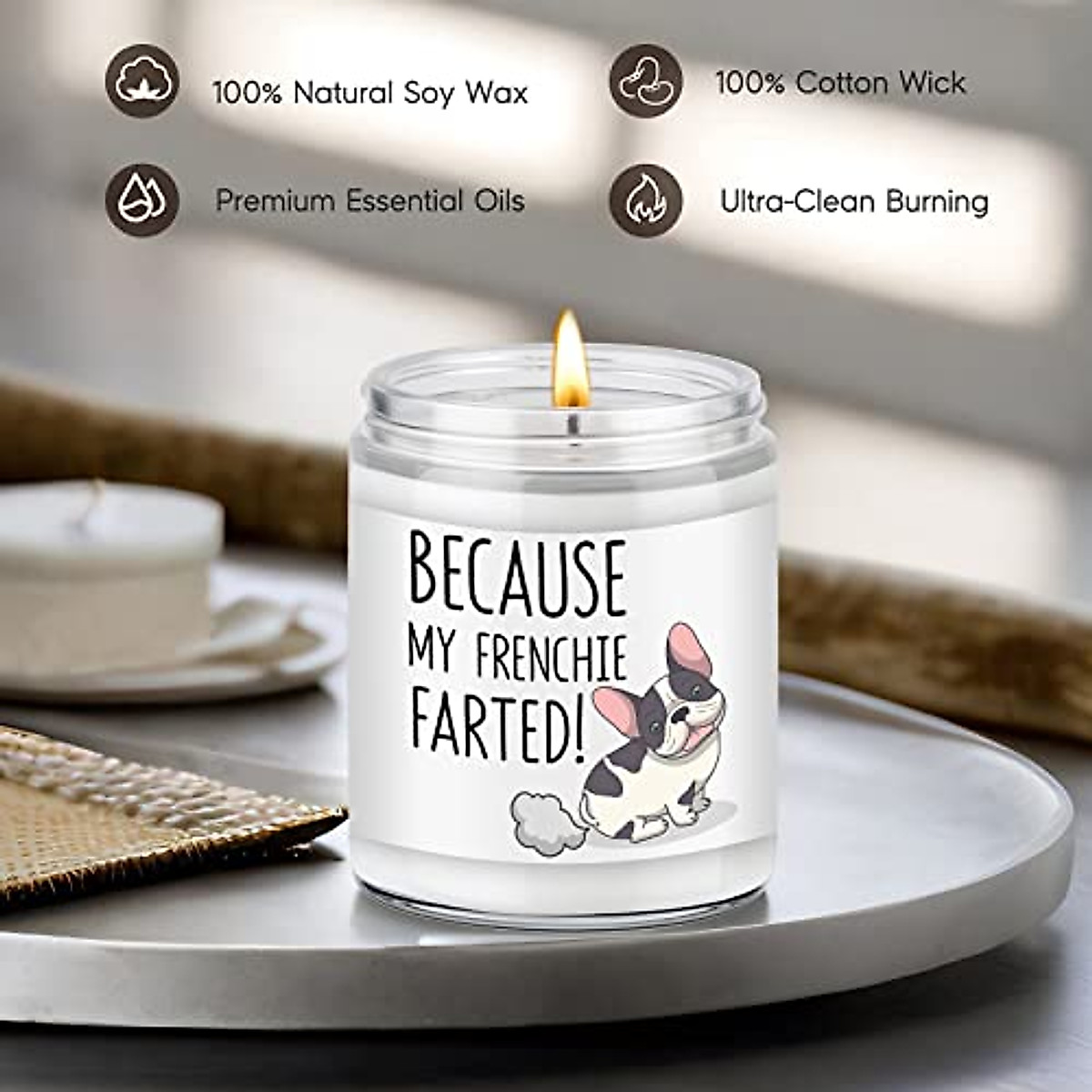 LEADO Candles, Frenchie Gifts for Women, Men - Funny Bulldog Gifts for Frenchie Owners, Frenchie Dad, Frenchie Mom Gifts - Christmas, Birthday Gifts for Frenchie Lovers, Bulldog Lover Gifts