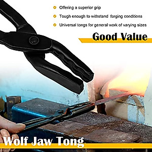 Beginner Blacksmith Starter Assembled Bladesmith Knife Making Tongs Anvil Vise Forge Wolf Jaw Tongs (15 in)