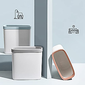 LtyTz Small Bathroom Trash Can with Lids Kitchen Wastebasket with Press Type Lid for Bathroom,Powder Room,Bedroom,Kitchen,Office (2.1 Gallon/8 Liter,Blue)