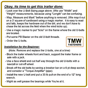 (4) Stainless Steel Square U-Bolts Boat Trailer 1/2" D x 3 1/16" W x 4 5/16" L (One Pack)