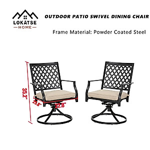 LOKATSE HOME Outdoor Patio Dinning Swivel Chairs Rocker Set of 2 Metal for Garden Backyard Furniture, 2, Beige