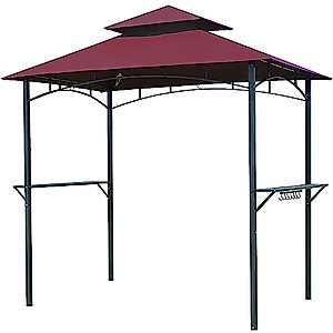 Outdoor Grill Gazebo BBQ Canopy for Outdoor Barbeque Shelter Girll Canopy Grill Gazebo Hardtop (L96 x W60 x H101 Inch) Red