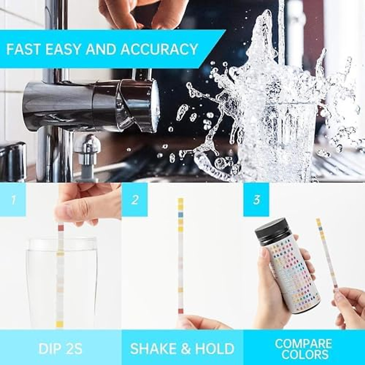 21-in-1 Water Testing Kits for Drinking Water, Well Water Testing Kit, pH Test Strips, Suitable for Tap Water, Ponds, Swimming Pools, Household Drinking Water