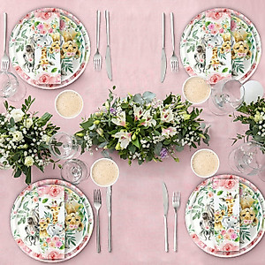 HIPVVILD Safari Jungle Theme Party Supplies for Girl - Animal Safari Birthday Baby Shower Decorations Tableware Include 9" Plates, 7" Plate, Cup, Napkin, Jungle Safari Party Decorations | Serve 48