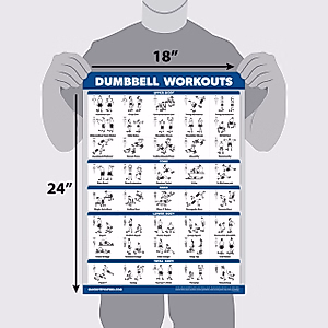 16 Pack - Exercise Workout Poster Set: Dumbbell, Suspension, Kettlebell, Bands, Medicine Ball, Battle Rope, Stretching, Bodyweight, Barbell, Yoga, Exercise Ball (PAPER - NOT LAMINATED, 18" x 24")