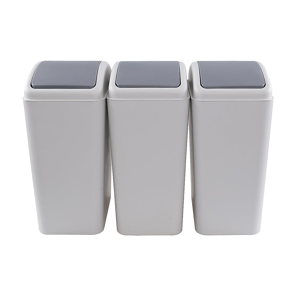 Asking 4.5 Gallon Small Trash Can with Swing-top Lid, 3-Pack Swing Plastic Waste Bin, Gray