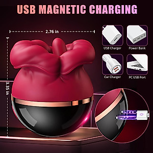 Sex Toys Clitoral Vibrator for Women - Rose Adult Toys with 8 Tongue Licking & 8 Vibrating Modes Rose Sex Stimulator,Nipple Toys Vibrators Adult Toys Games for Man Woman Couples Pleasure