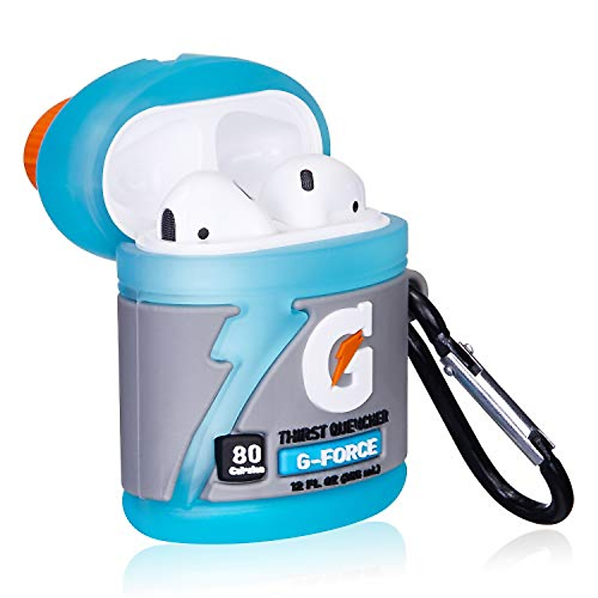 Shineyii for Airpod 2/1 Case Soft Silicone Cute Cartoon Kawaii Funny Cover Fashion Protective Skin Accessories Keychain Boys Kids Teens Cases Compatible with Airpods 2&1, Blue Bottle