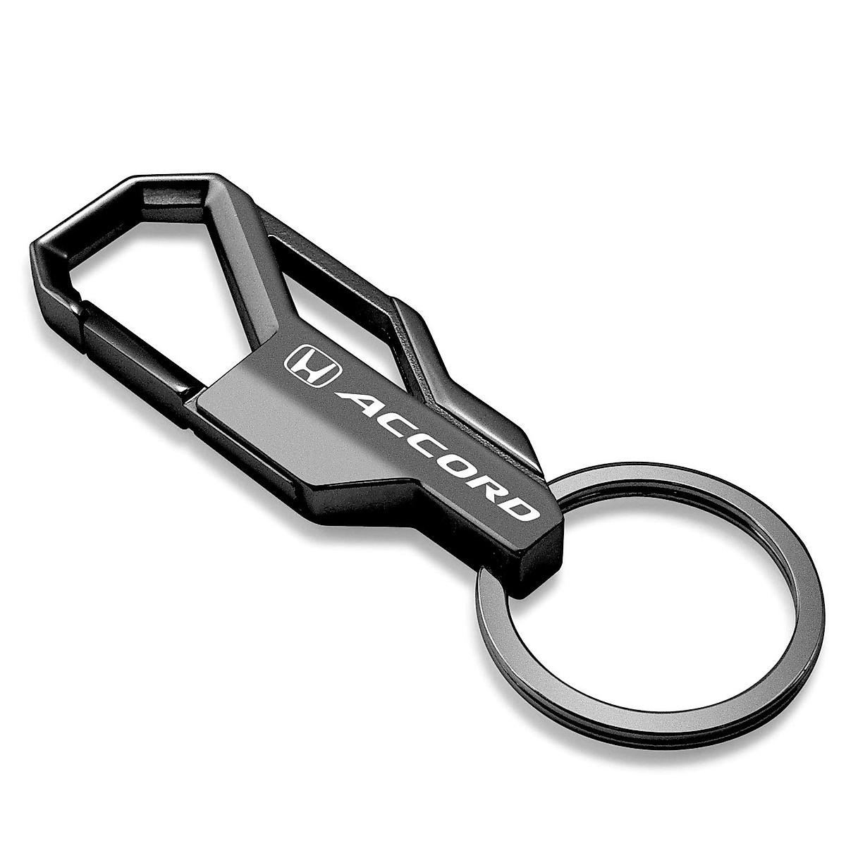 iPick Image Compatible with Honda Accord Gunmetal Black Carabiner-Style Snap Hook Metal Key Chain