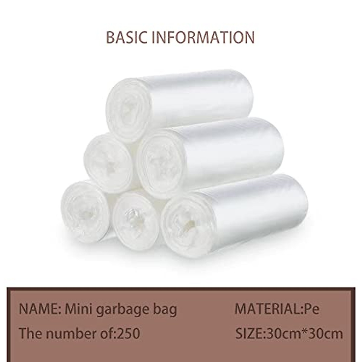 Small Clear Trash Bags，Small Garbage Bags 0.52 Gallon，Bathroom Trash Can Bin Liners, Small Plastic Bags for Bathroom Bedroom Office Garbage Can（White 10)…