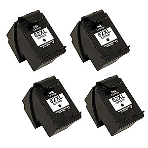 SuppliesMAX Remanufactured Replacement for HP Envy 5540/5545/5640/5660/5665/7640/7645/8000/8005 Black High Yield Inkjet (4/PK-600 Page Yield) (NO. 62XL) (C2P04AN_4PK)