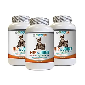 MY LUCKY PETS LLC cat Joint Supplement - CAT Hip and Joint Complex - Increase Mobility and Reduce Joint Stiffness - Immune Support - Vet Approved - cat glucosamine chondroitin - 3 Bottles (360 Tabs)