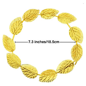 Unittype Roman Laurel Toga Head Wreath Goddess Headpiece Circlet 7.3 Inches in Diameter Gold Leaf Crown Golden Greek Emperor Crown Toga Headwear(48 Pcs)