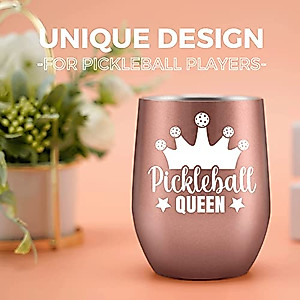 Onebttl Pickleball Gifts for Women, Pickleball Accessories, PICKLEBALL QUEEN, Mother's Day Gifts for Mom, 12 oz Stainless Steel Tumbler with Lid, Best Gifts for Christmas/Birthday, Rose