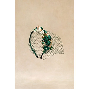 BABEYOND 1920s Fascinator Mesh Flower Pearl Veil Headband Bridal Wedding Tea Party Fascinator Veil for Women