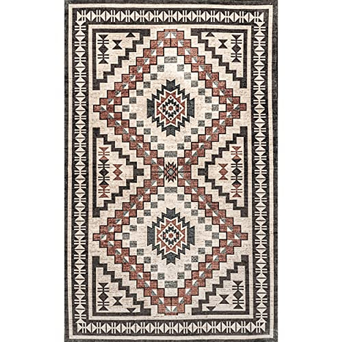 nuLOOM Leighton Machine Washable Southwestern Medallion Area Rug, 8' x 10', Beige