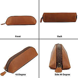 The Antiq TheAntiq: Pencil Pouch, Zipper Pencil Case, Leather Pencil Case, Pencil Bag Pouch With Zipper Pen Holders Handmade MRD-ZPC-003 0