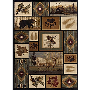 Tayse Northern Wildlife Multi-Large Color Area Rug for Living Room & Bedroom & DiningRoom - Cabin, Lodge and Farmhouse Style Rustic Indoor Carpet, 8'9'' x 12'3'', NTR6660 9x12